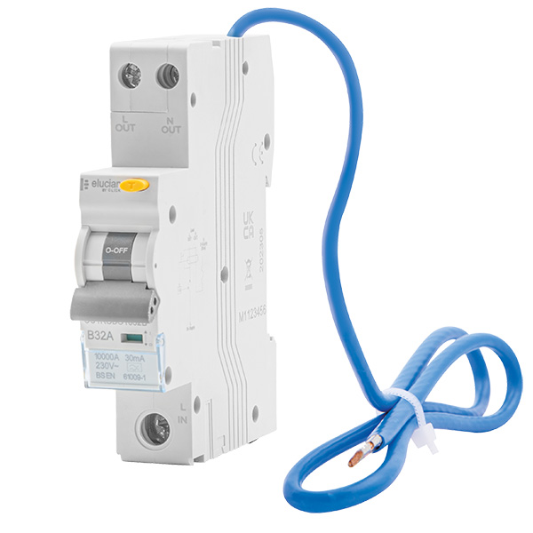 Elucian 1 Pole+Neutral 10kA C Curve 6A RCBO 30mA Type A | UKES