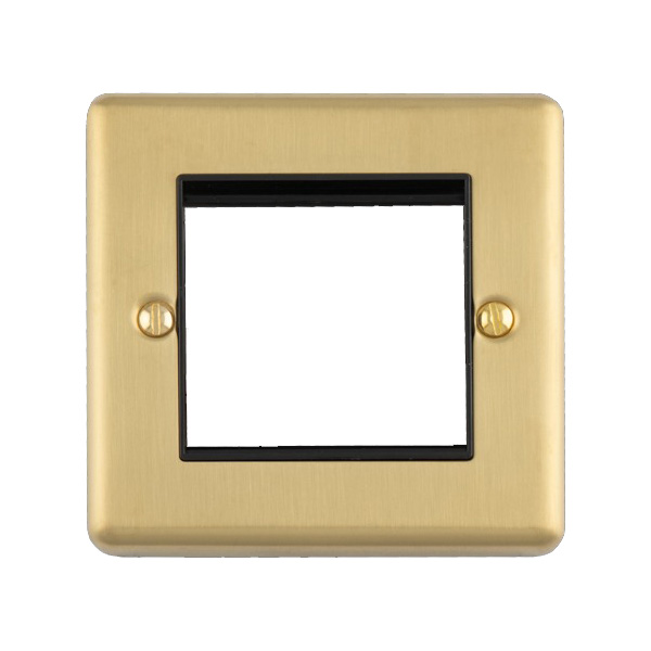 Eurolite Enhance Satin Brass 2 Gang Euro Plate with Black Insert | UKES