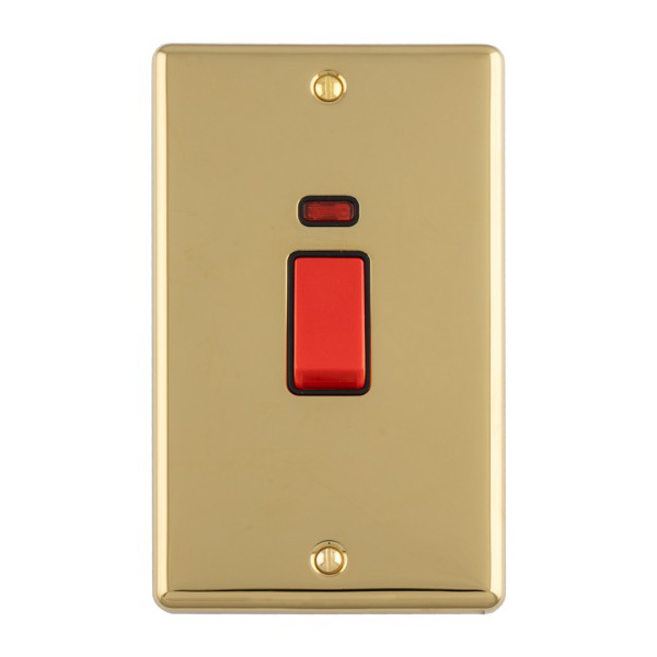 Eurolite Enhance Polished Brass 2 Gang 45A Double Pole Cooker Switch ...