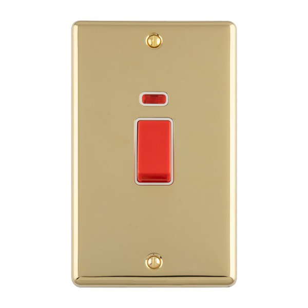Eurolite Enhance Polished Brass 2 Gang 45A DP Cooker Switch with Neon ...