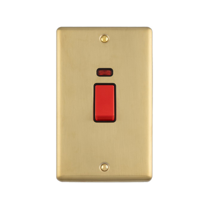 Eurolite Enhance Satin Brass 2 Gang 45A DP Cooker Switch with Neon and ...