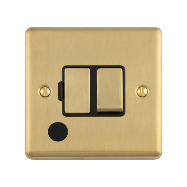 Eurolite Enhance Satin Brass 13A Double Pole Switched Fuse Spur with ...