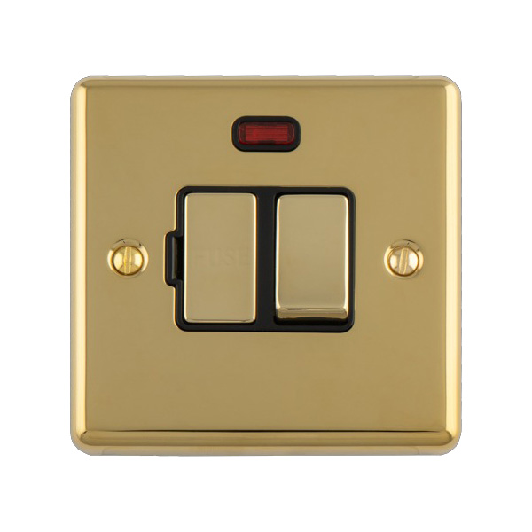 Eurolite Enhance Polished Brass 13A Double Pole Switched Fuse Spur with ...