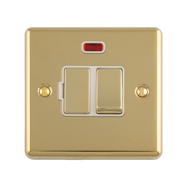 Eurolite Enhance Polished Brass 13A Double Pole Switched Fuse Spur with ...