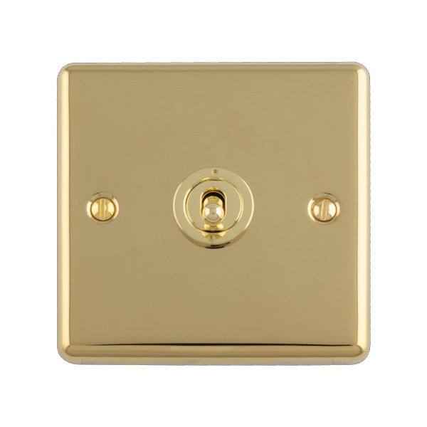 Eurolite Enhance Polished Brass 1 Gang 10A 2 Way Toggle Switch | UKES