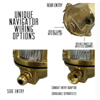 LampFix Navigator Eyelid Bulkhead Solid Brass glass diffuser | UKES
