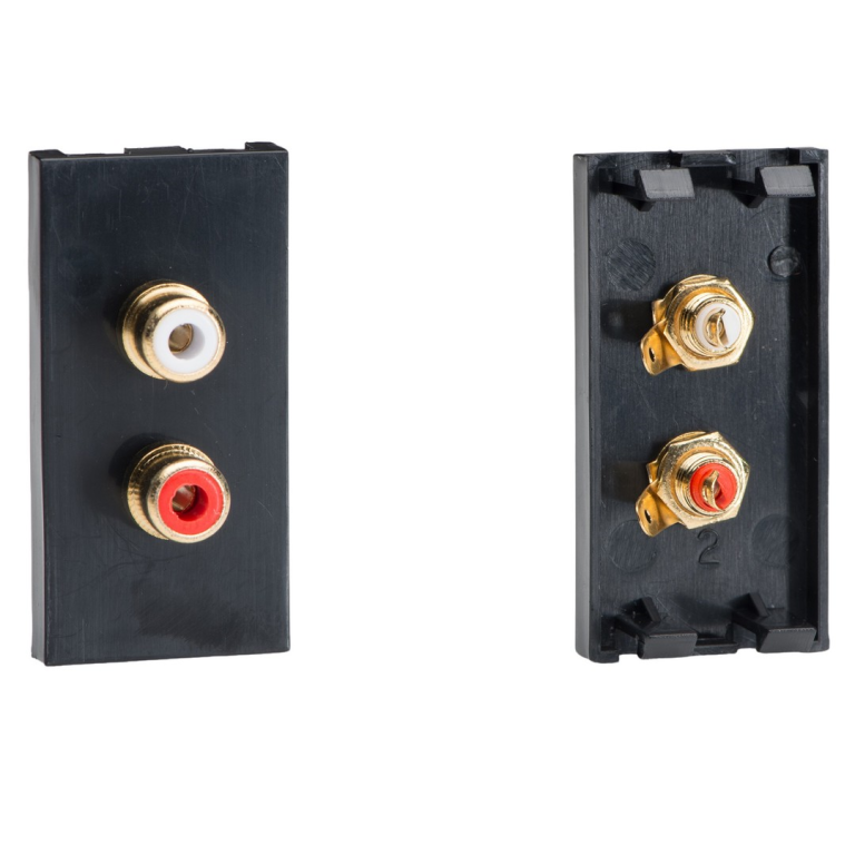 Varilight DataGrid Black Double RCA Phono Audio Socket Module | UKES