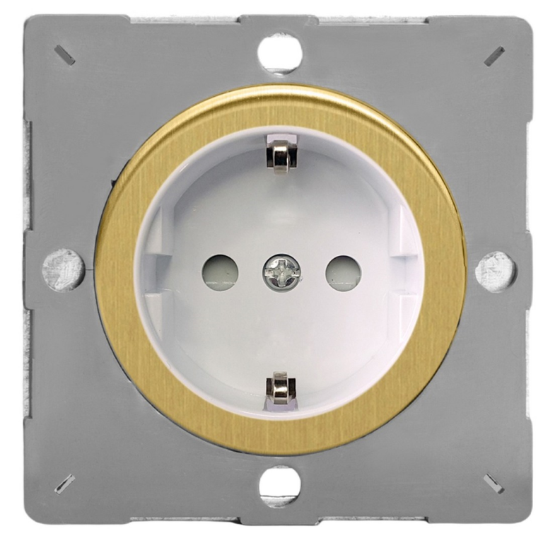 Varilight European VariGrid Brushed Brass 1 Gang 16A Flush Socket ...