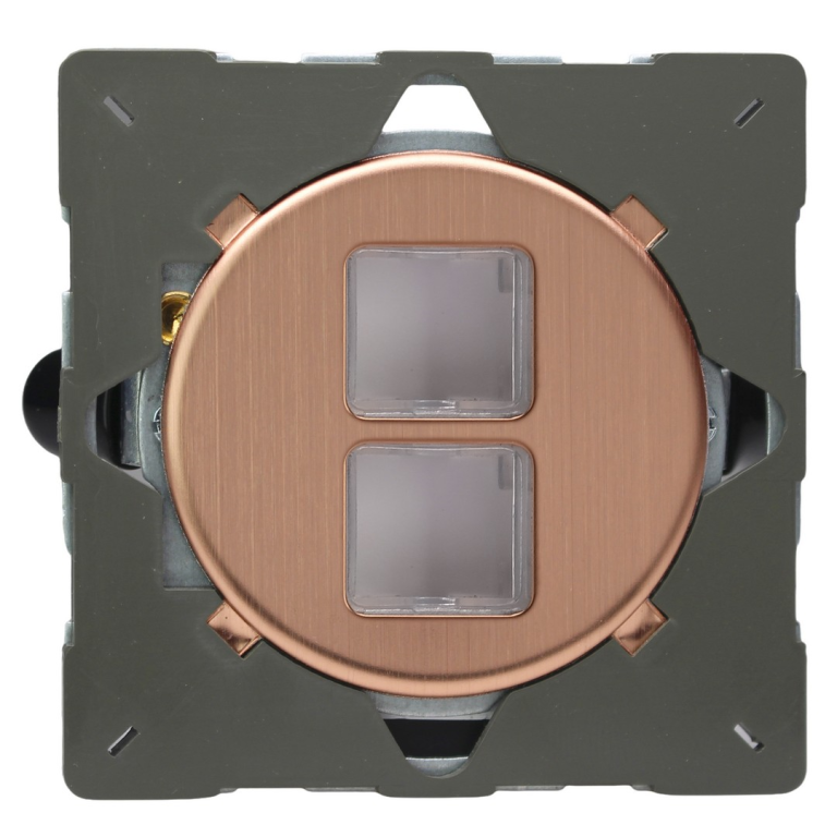 Varilight European VariGrid Brushed Copper 2 Gang EuroData Keystone ...