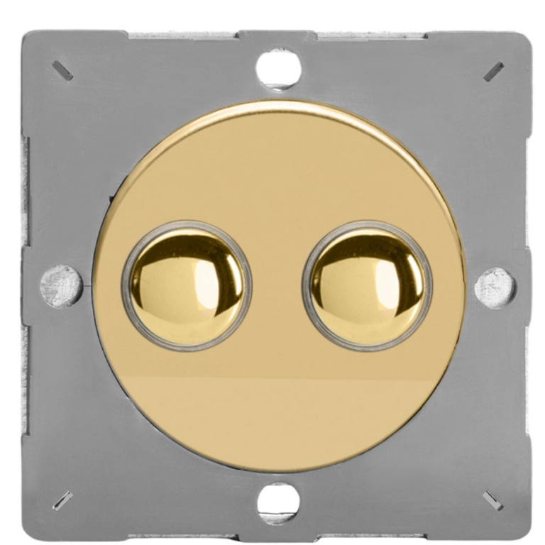 Varilight European VariGrid Polished Brass 2 Gang 6A 1 or 2 Way Push On ...