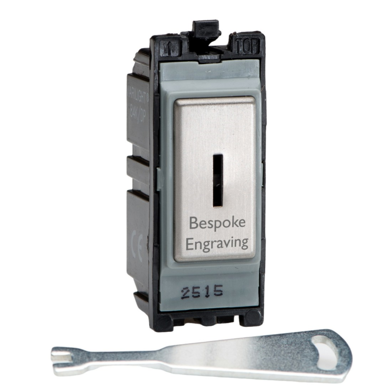 Varilight PowerGrid Steel 20A 1 Way Double Pole Key Switch Module with ...