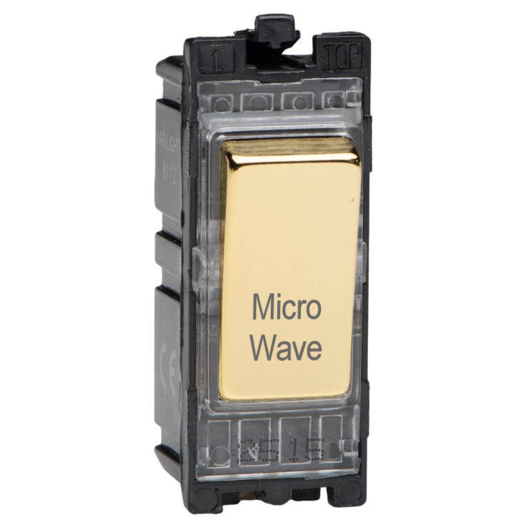 Varilight PowerGrid Brass 20A 1 Way Double Pole 'Microwave' Switch ...