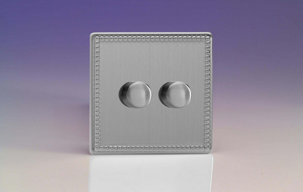 Varilight Jubilee V-Pro Brushed Steel 2 Gang 120W Smart Master Wi-Fi ...