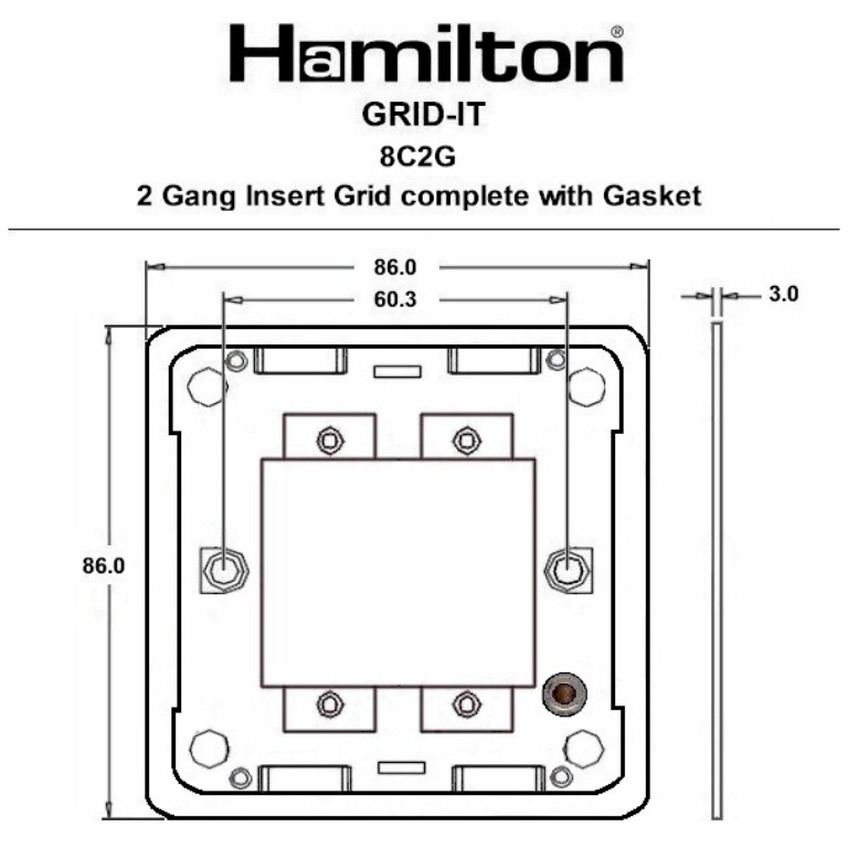 Hamilton GRID-IT Silver 2 Gang Grid and Gasket for Sheer CFX Range | UKES