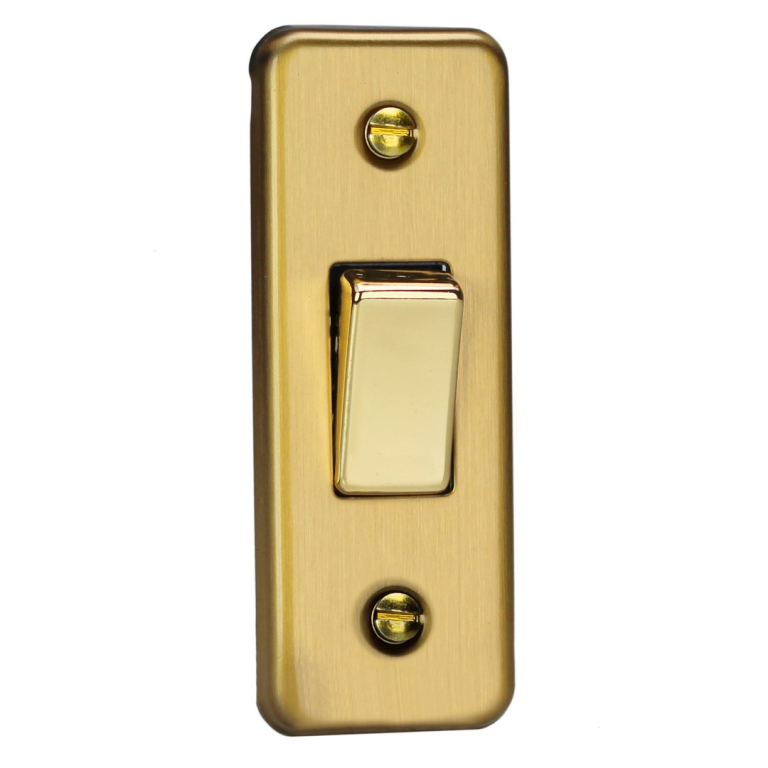 Varilight Classic Brushed Brass 1 Gang 10A 1 or 2 Way Architrave Switch ...