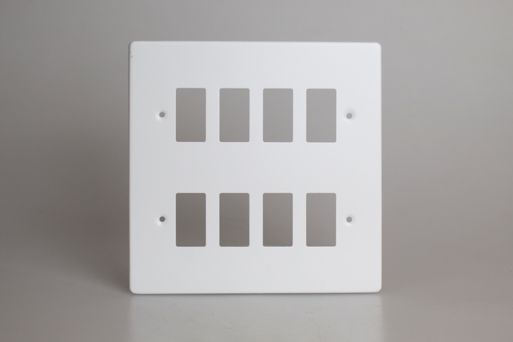 Varilight Screwless Primed PowerGrid 8 Gang Grid Plate | UKES