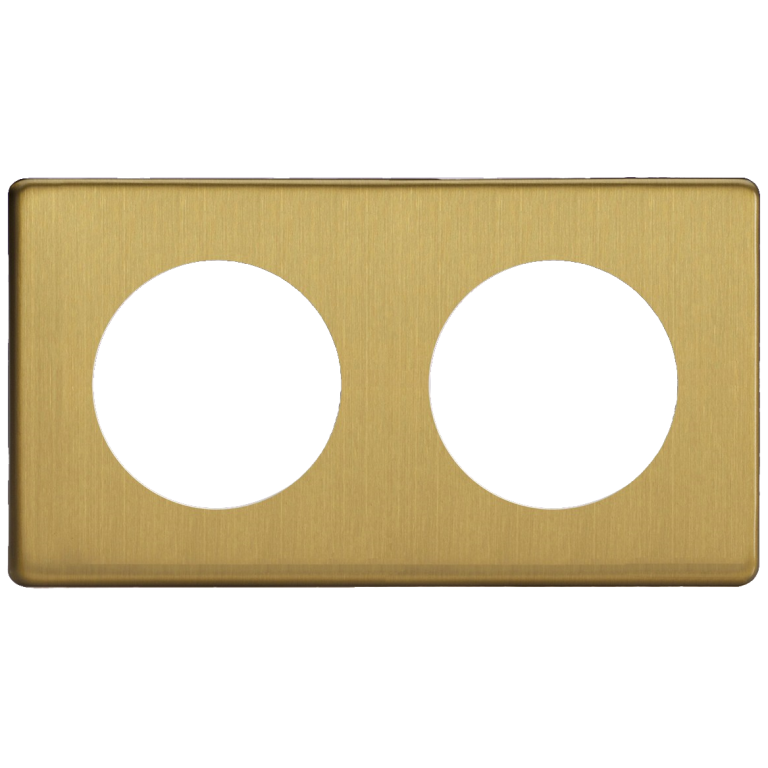 Varilight European VariGrid Brushed Brass 2 Gang Faceplate | UKES