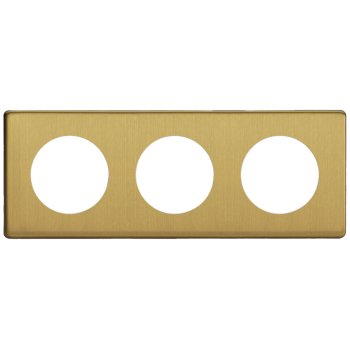 Varilight European VariGrid Brushed Brass 3 Gang Faceplate | UKES