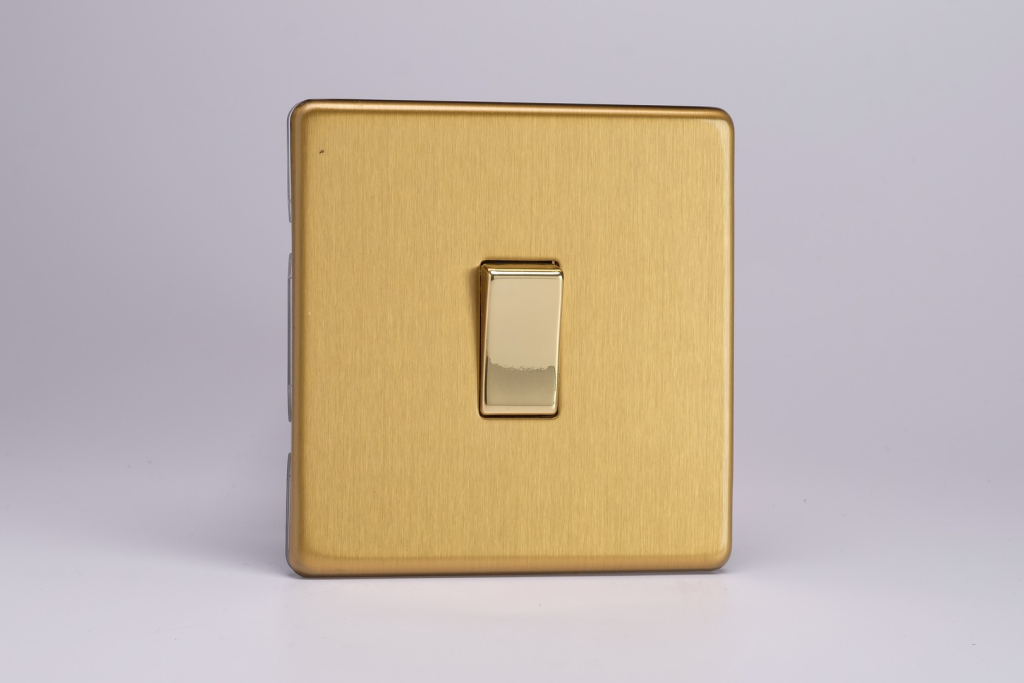 Varilight European Brushed Brass 1 Gang 6A 1 Way Push-to-Make ...