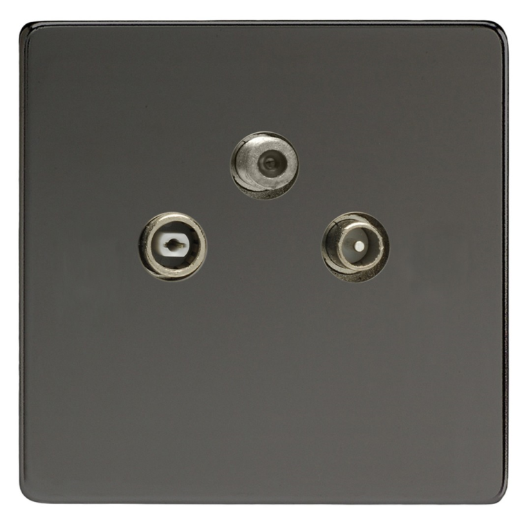 Varilight European Iridium 3 Gang Radio, TV and Satellite Socket | UKES