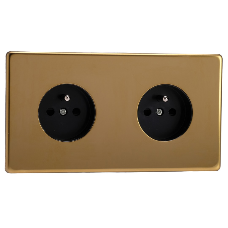 Varilight European Polished Brass 2 Gang 16A Flush Socket with Pin ...