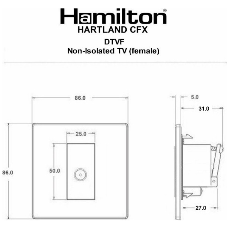 Hamilton Hartland CFX Polished Brass 1 Gang Non-Isolated Female TV ...
