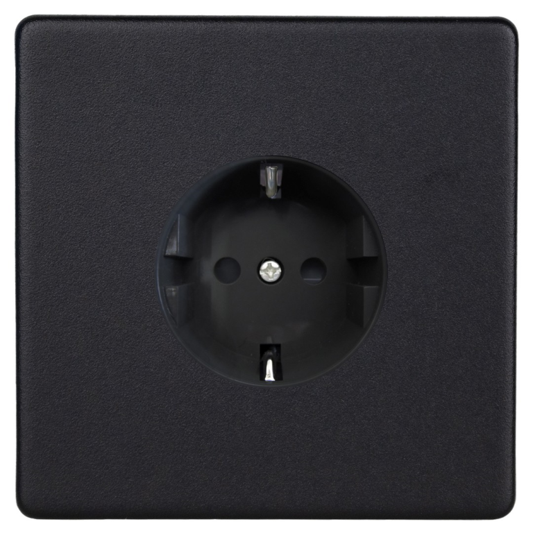 Varilight European Matt Black 1 Gang 16A Flush Socket with Schuko Earth ...