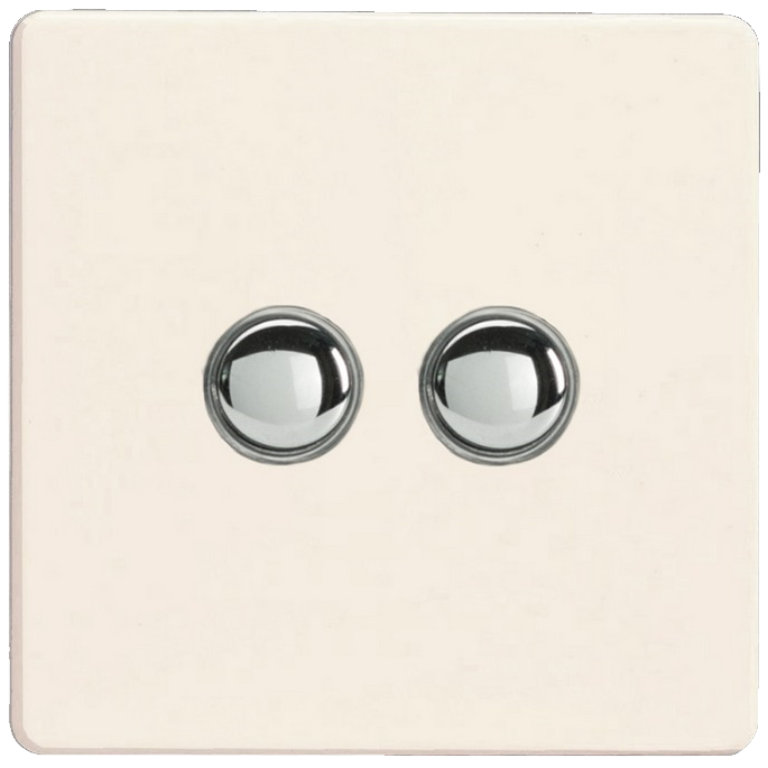 Varilight European Matt White 2 Gang 6A 1 or 2 Way Push On/Off Impulse ...