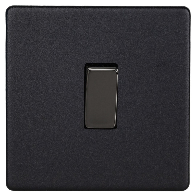 Varilight European Matt Black 1 Gang 6A 1 Way Push-to-Make Retractive ...