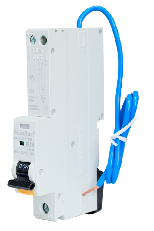 FuseBox 16A 30mA 1P+N Switched Type A AFDD RCBO | UKES