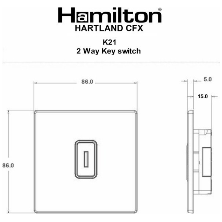 Hamilton Hartland CFX Satin Steel Effect 20AX 2 Way Key Switch with ...
