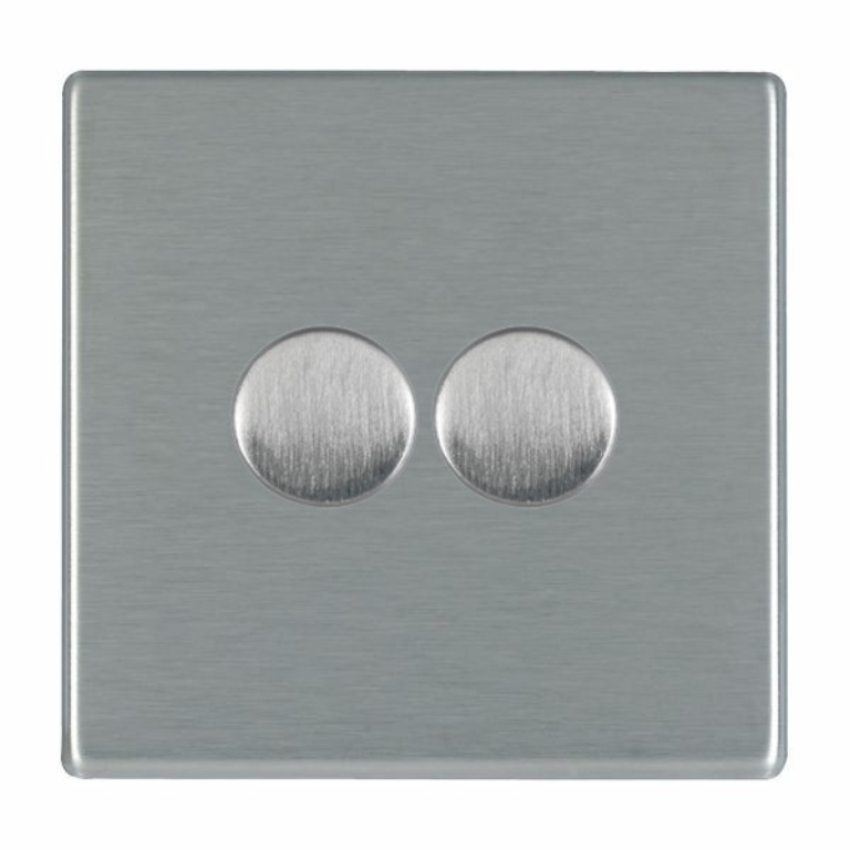 Hamilton Hartland CFX Satin Steel Effect 2 Gang 250W/210VA Multi-Way ...