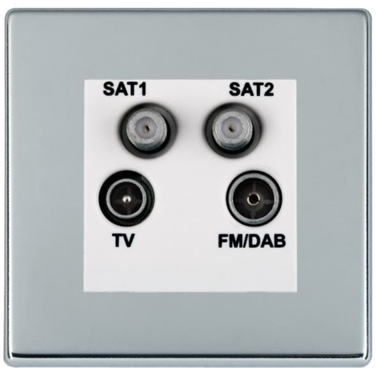 Hamilton Hartland CFX Bright Chrome Non-Isolated TV+FM+SAT1+SAT2 2 In/4 Out Quadplexer with ...