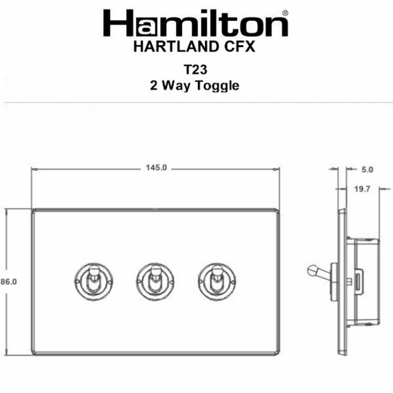 Hamilton Hartland CFX Antique Brass 3 Gang 20AX 2 Way Toggle Switch ...