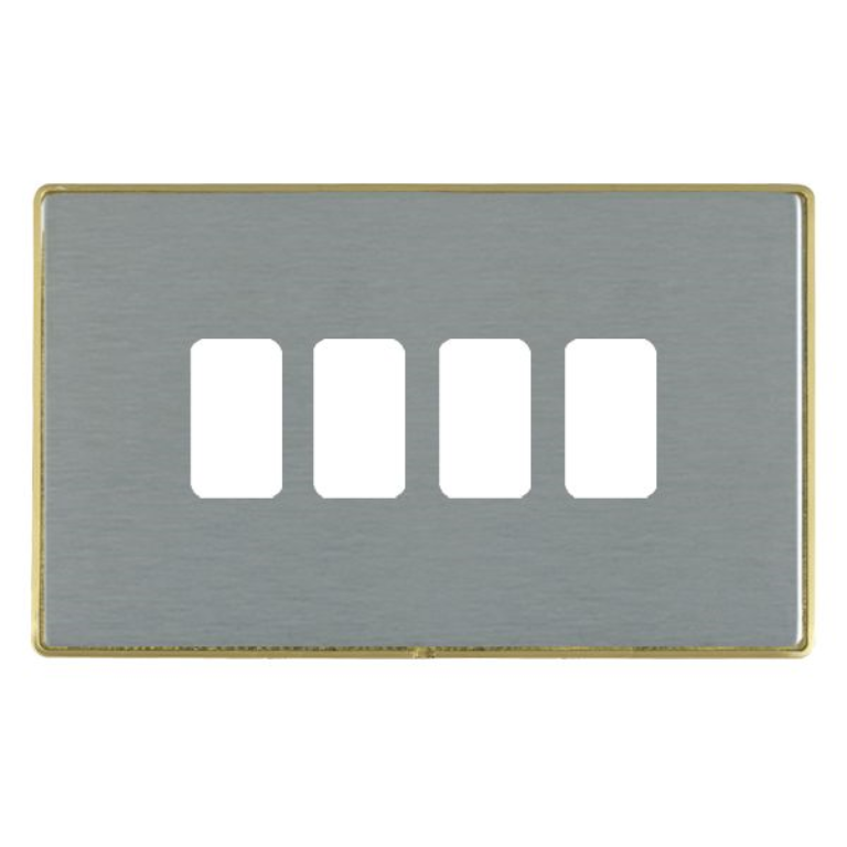Hamilton Linea-Duo CFX Satin Brass Frame/Satin Steel Plate 4 Gang Grid ...