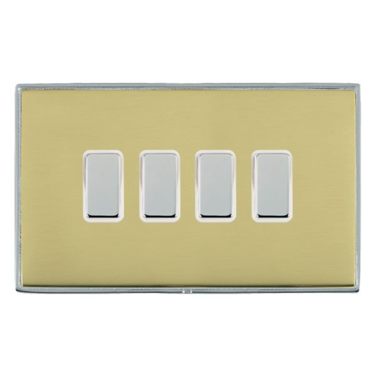 Hamilton Linea-Duo CFX Bright Chrome Frame/Polished Brass Plate 4 Gang ...