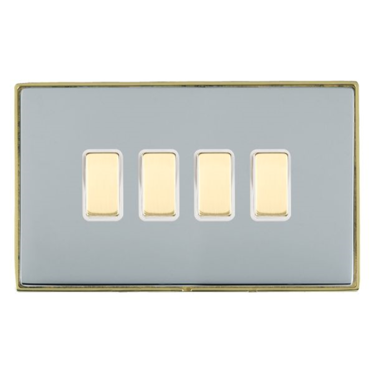 Hamilton Linea-Duo CFX Polished Brass Frame/Bright Steel Plate 4 Gang ...