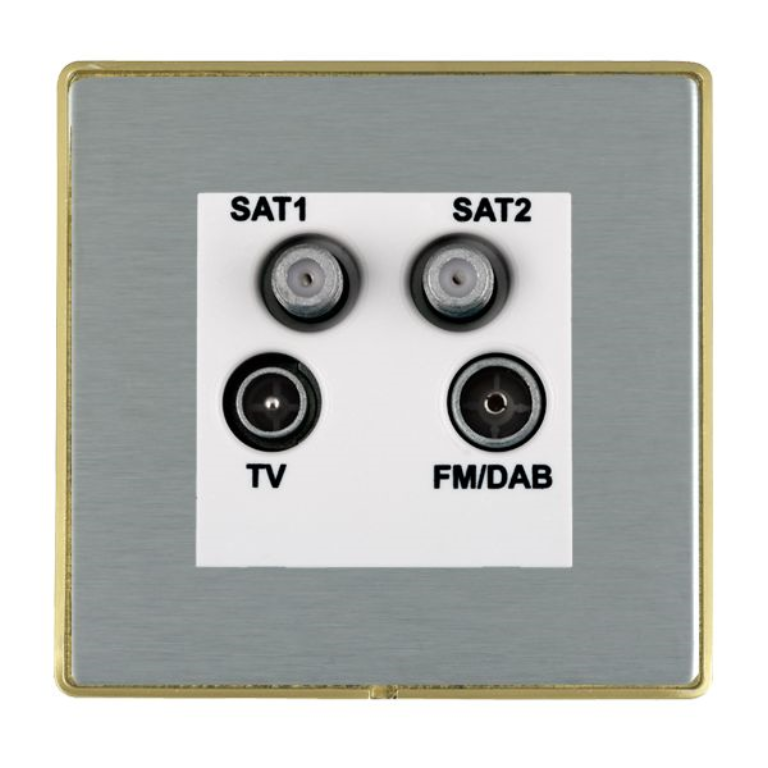 Hamilton Linea-Duo CFX Satin Brass Frame/Satin Steel Plate Non-Isolated TV+FM+SAT1+SAT2 2 In/4 ...