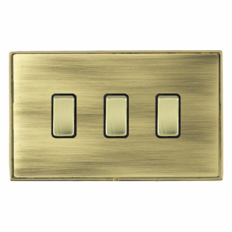 Hamilton Linea-Duo CFX Polished Brass Frame/Antique Brass Plate 3 Gang ...