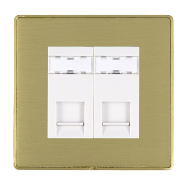 Hamilton Linea-Duo CFX Satin Brass Frame/Satin Brass Plate 2 Gang ...