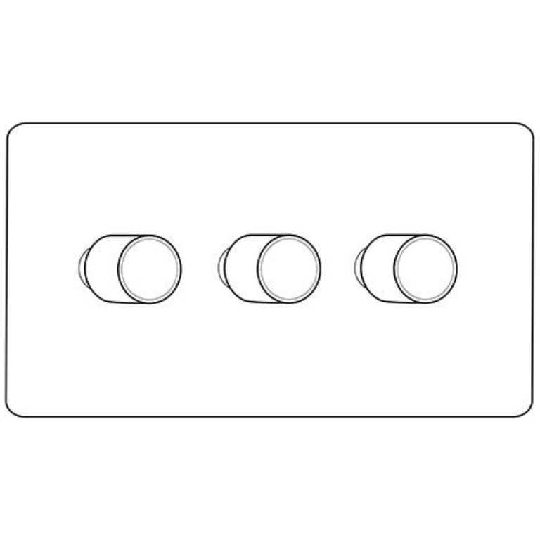 Heritage Brass Contractor Satin Brass 3 Gang 2 Way 250W Dimmer Satin Brs | UKES