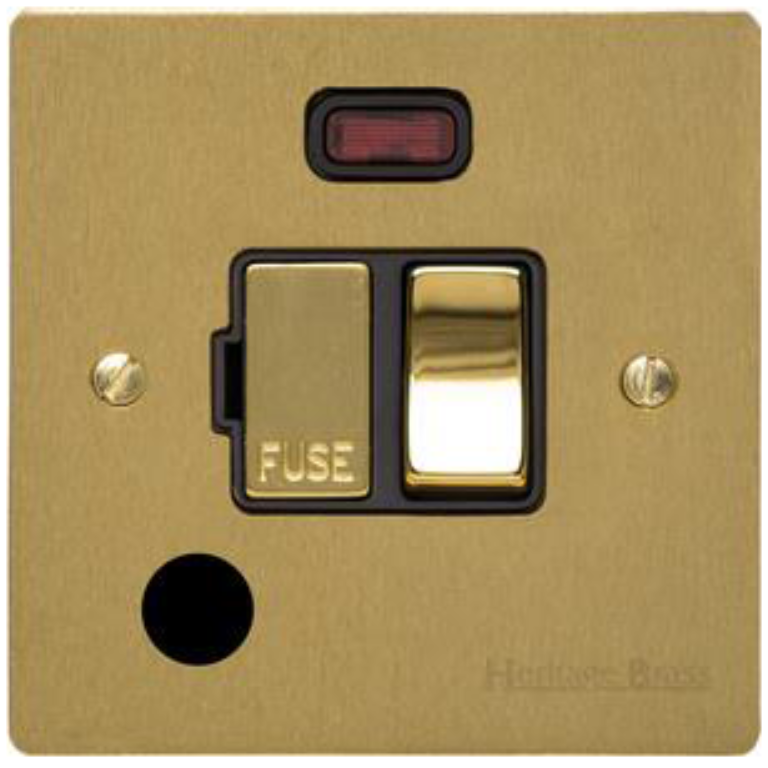 Heritage Brass Elite Flat Plate Satin Brass 13A Switched Spur Neon and ...