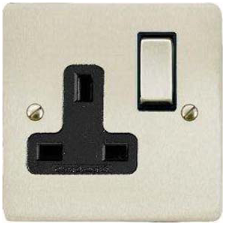 Heritage Brass Elite Flat Plate Satin Nickel 13A Single Socket with Satin Nickel Switch and ...