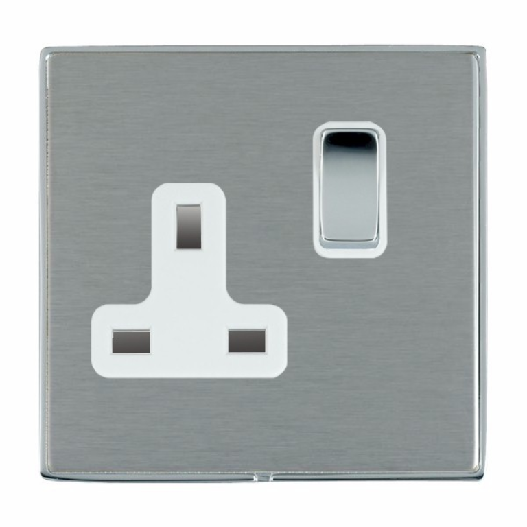 Hamilton Linea-Duo CFX Bright Chrome Frame/Satin Steel Plate 1 Gang 13A ...