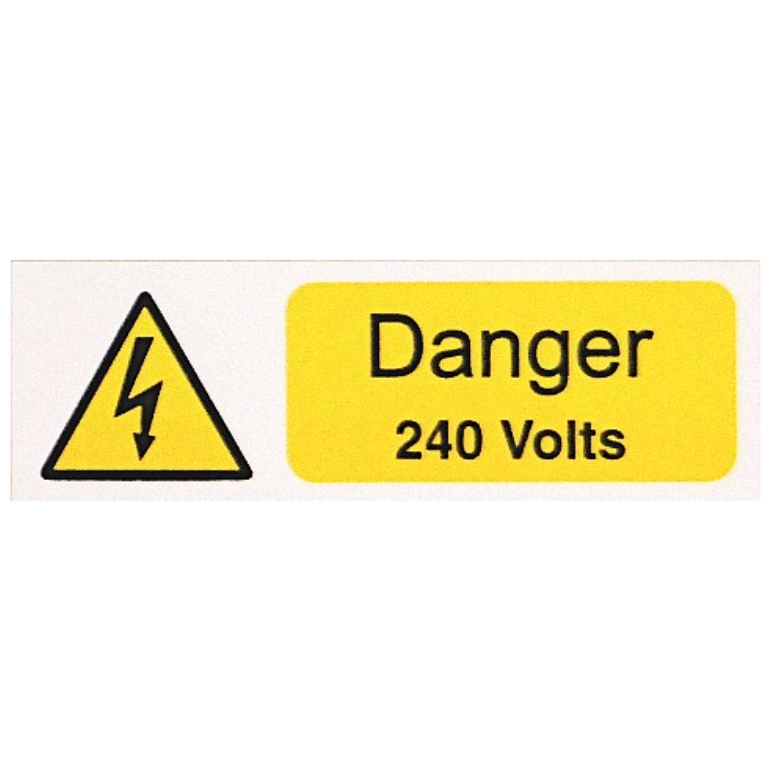 10 Self Adhesive Vinyl Danger 240 Volts Stickers | UKES