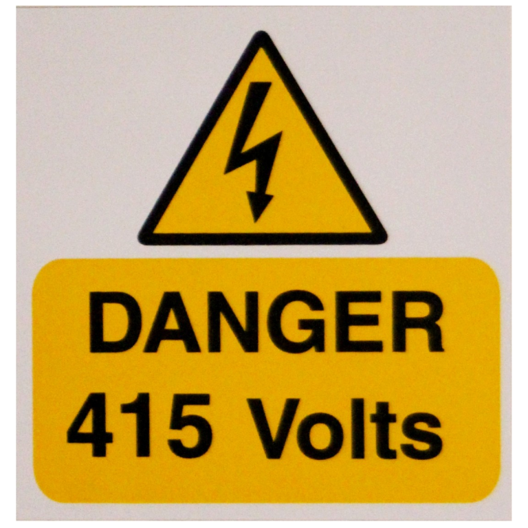 5 Self Adhesive Rigid PVC Danger 415 Volts Stickers | UKES