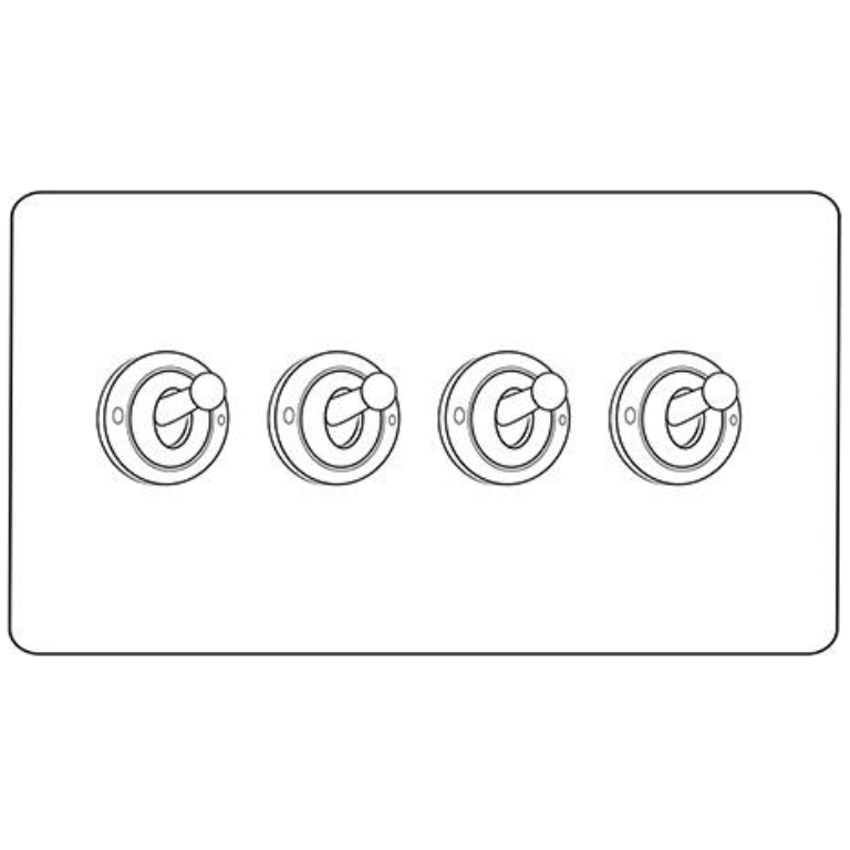 Heritage Brass Paintable Screwless Primed White 4 Gang 2 Way Toggle ...