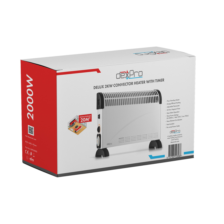 deXpro Delux Convector 2kW Heater with 24 Hour Timer and Feet | UKES