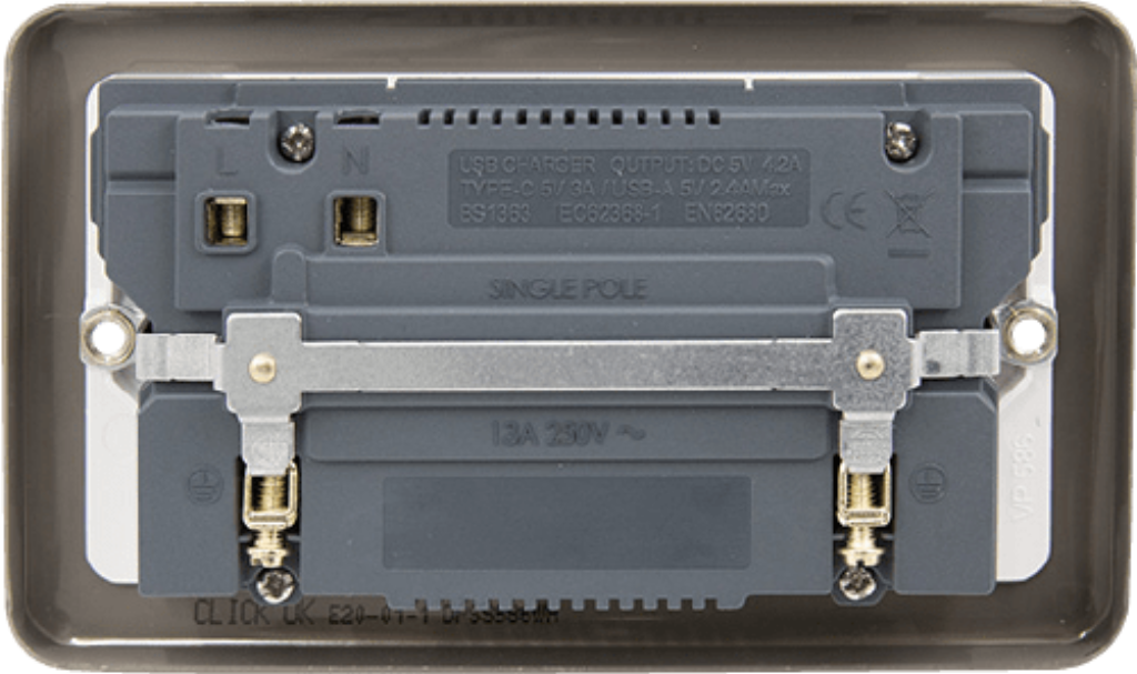 Click Deco Plus Matt Black 2 Gang 13A Ingot Switched Safety Shutter ...