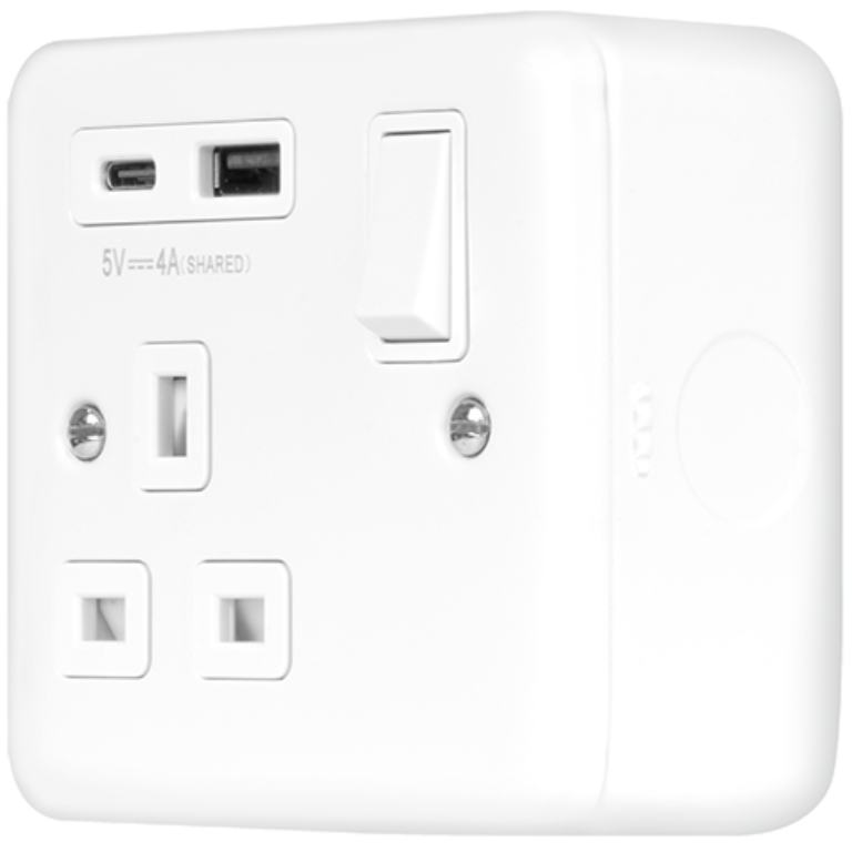 Click Metal Clad Pro Polar White 1 Gang 13A Switched Safety Shutter ...